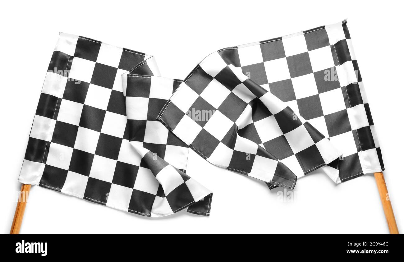 Racing flags on white background Stock Photo - Alamy