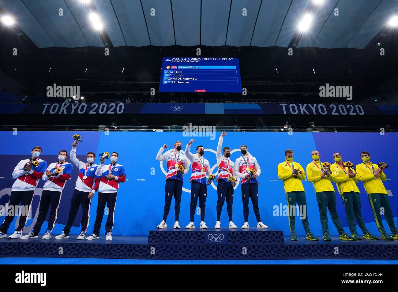 Tokyo, Japan. 28th July, 2021. Team Great Britain (C), Team ROC (L) and ...