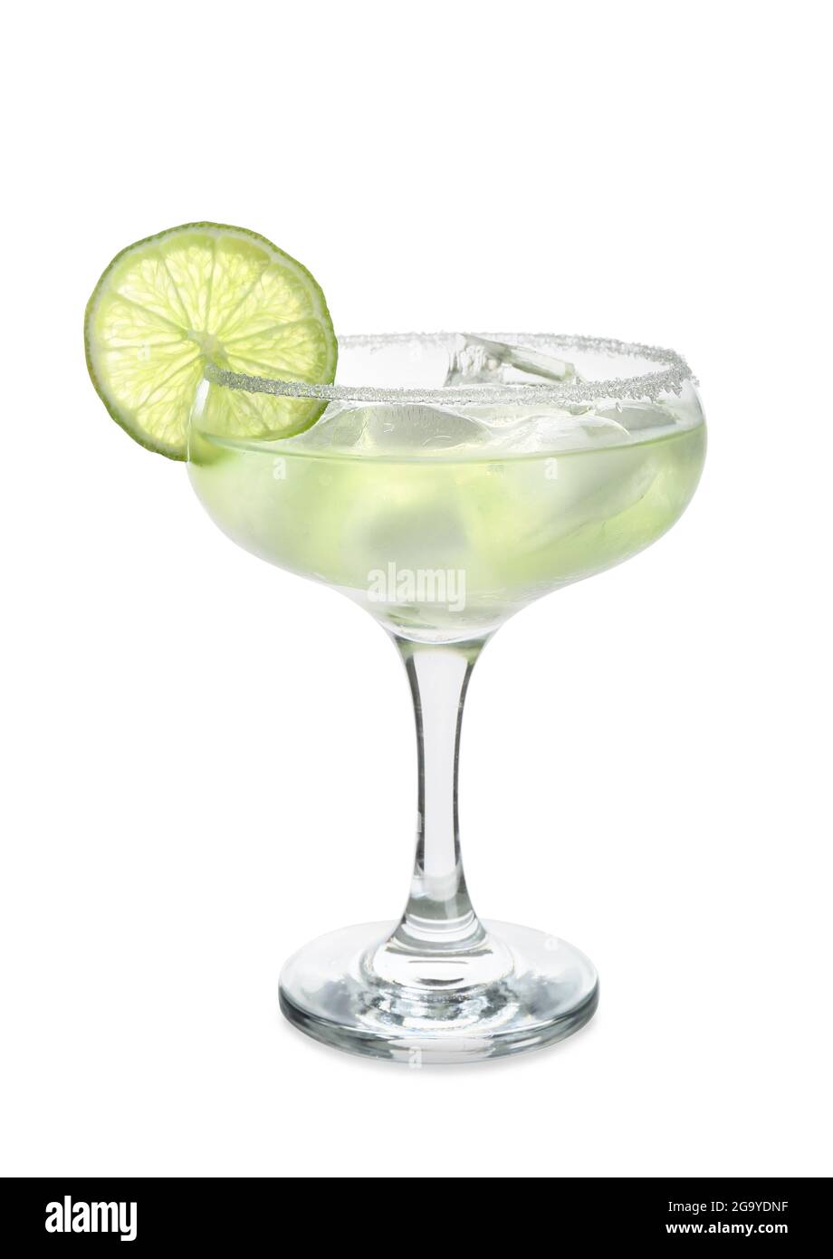 Glass of cold daiquiri cocktail on white background Stock Photo - Alamy