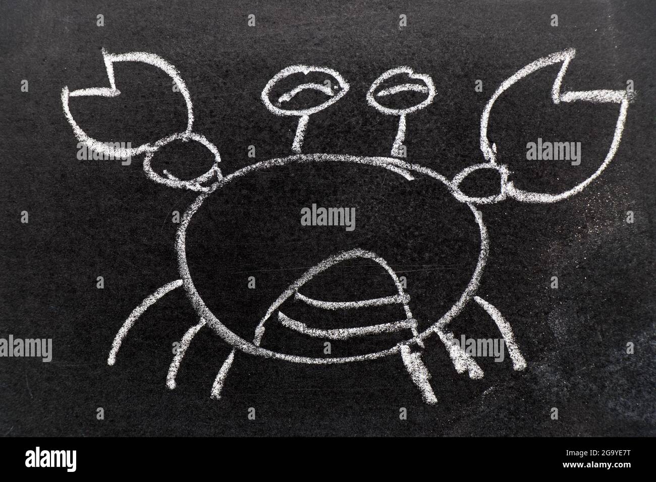CHalk hand drawing as crab shape on black board background Stock Photo ...