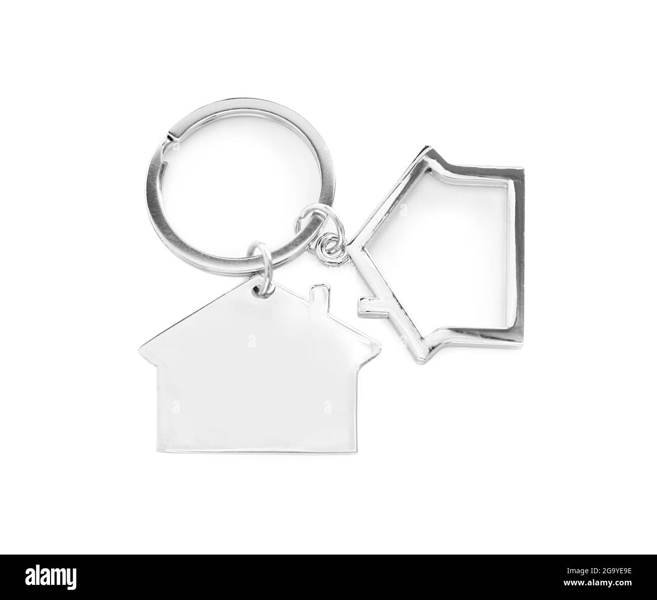 House shape keychain on white background Stock Photo - Alamy