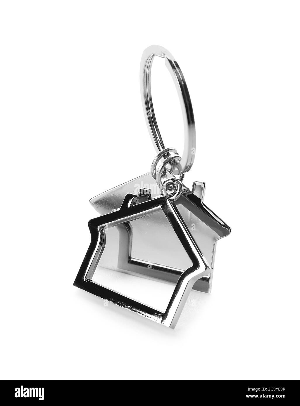 House shape keychain on white background Stock Photo - Alamy