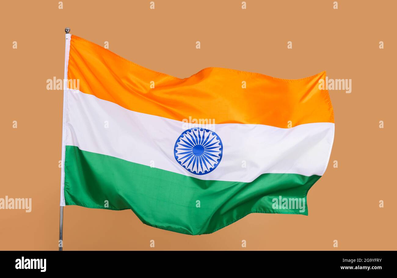 Flag of India on color background Stock Photo - Alamy