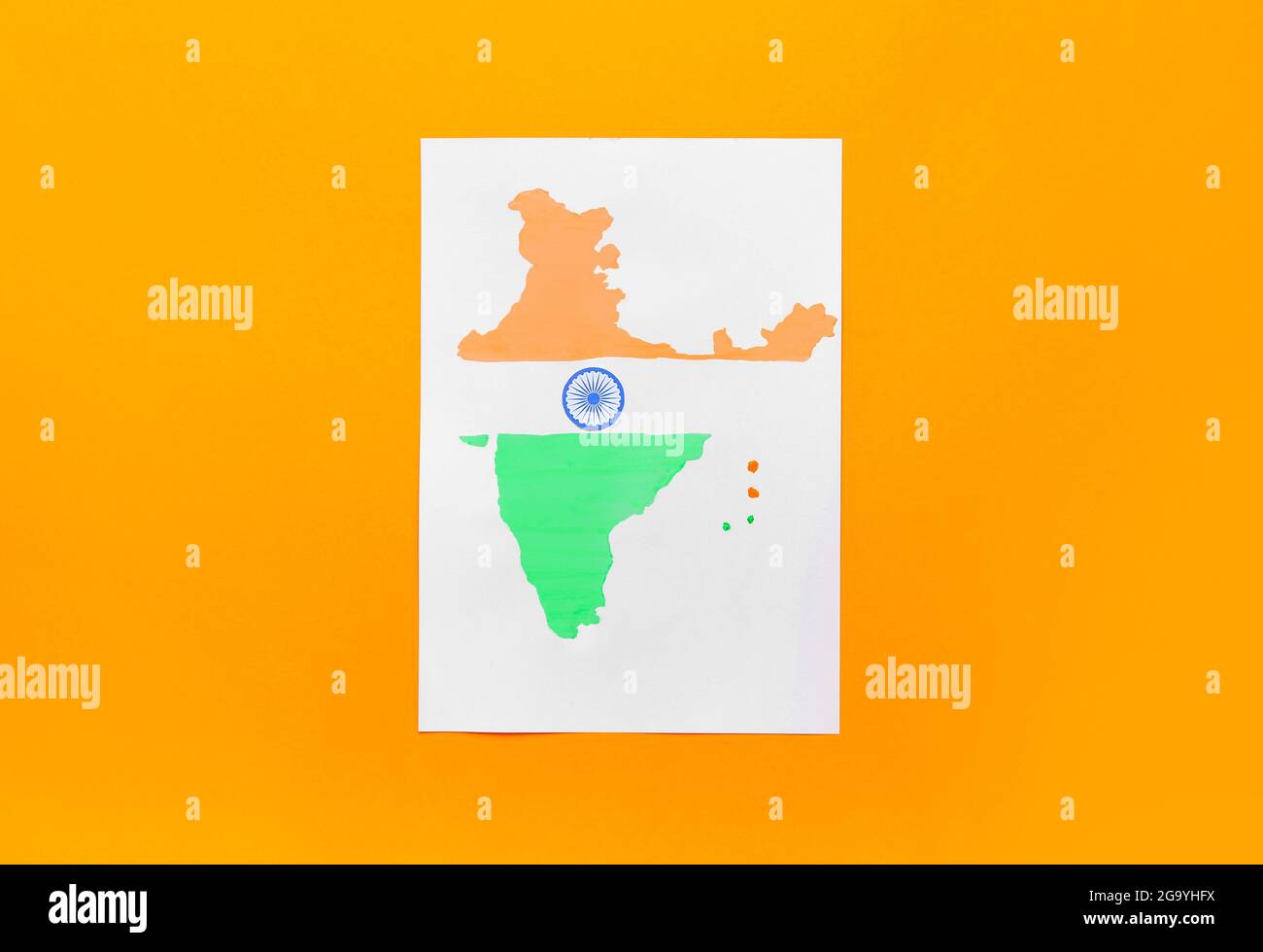Paper sheet with drawn Indian continent on color background Stock Photo ...