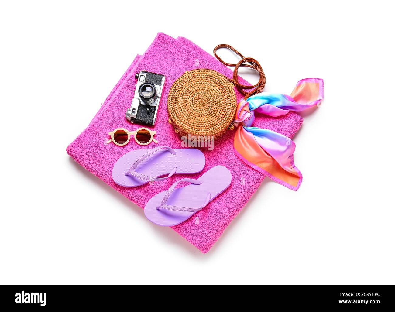 Flip flops camera sunglasses Cut Out Stock Images & Pictures - Alamy
