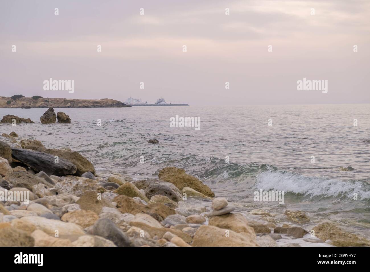 Magical sunset background natural colours crashing wave Cyprus ...