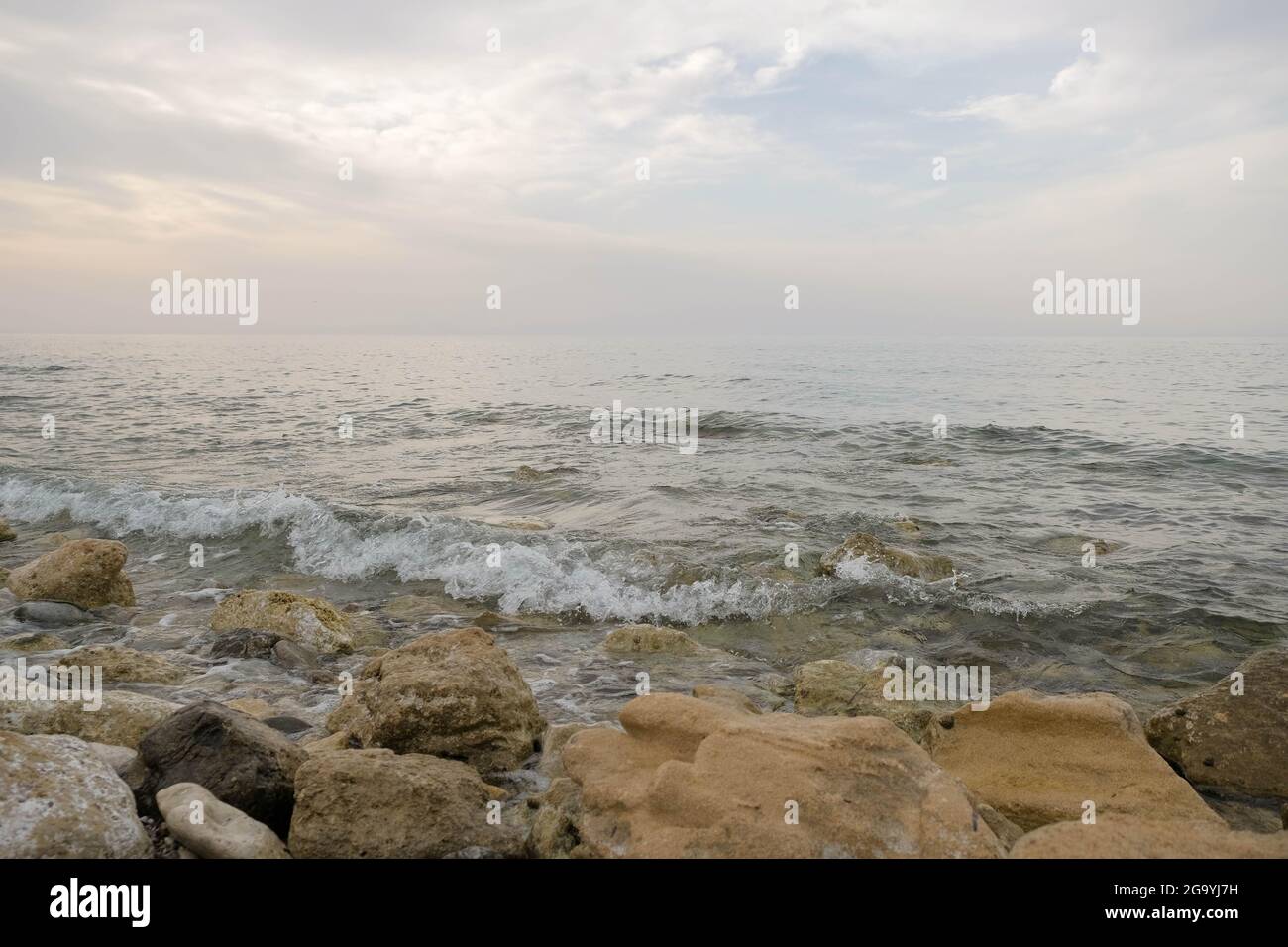 Magical sunset background natural colours crashing wave Cyprus ...