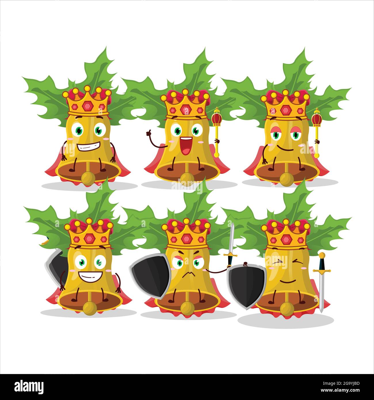 A Charismatic King jingle christmas bells cartoon character wearing a ...