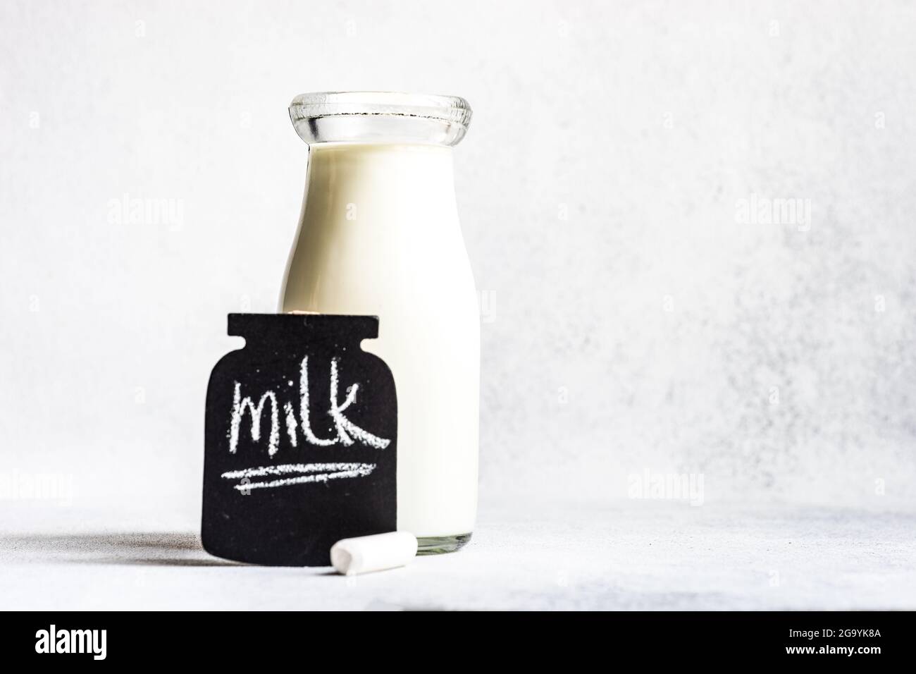 Word milk on a chalkboard next to a vintage bottle of milk Stock Photo ...