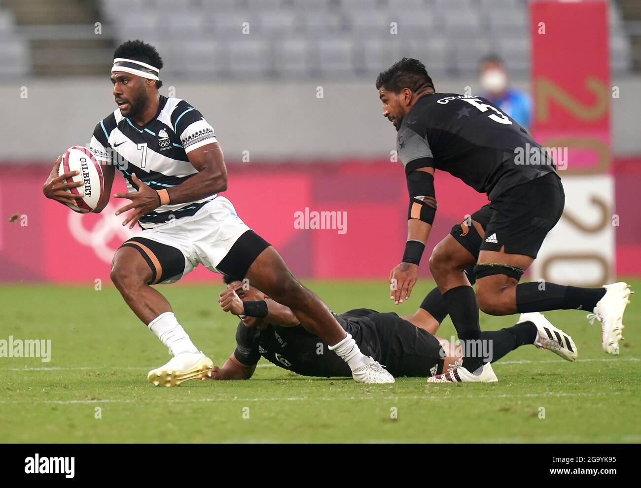 Fiji's Vilimoni Botitu gets away during the Men's Rugby Seven Gold ...