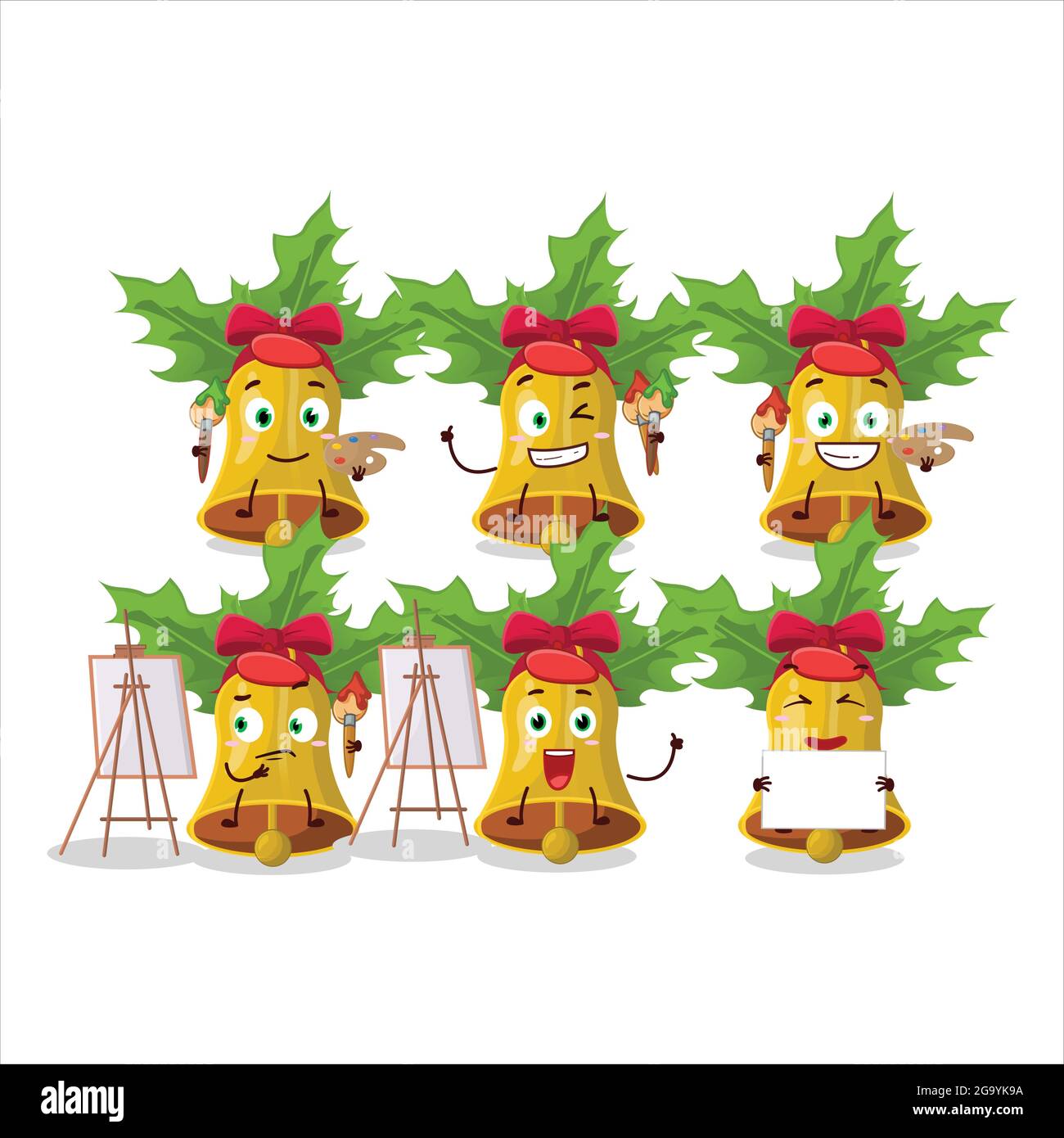 Artistic Artist of jingle christmas bells cartoon character painting ...
