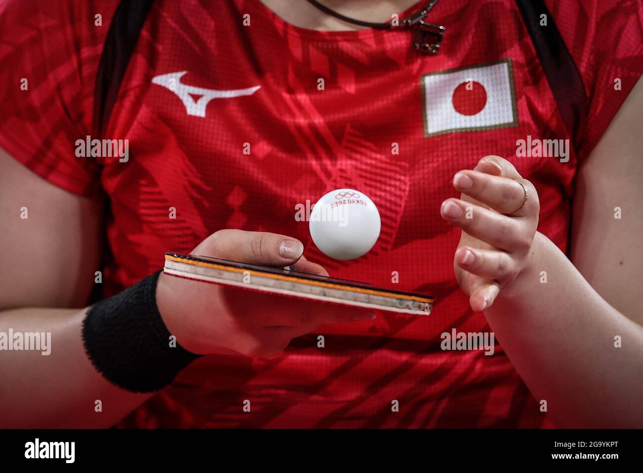 Tokyo, Japan. 28th July, 2021. Ito Mima of Japan prepares for serving ...