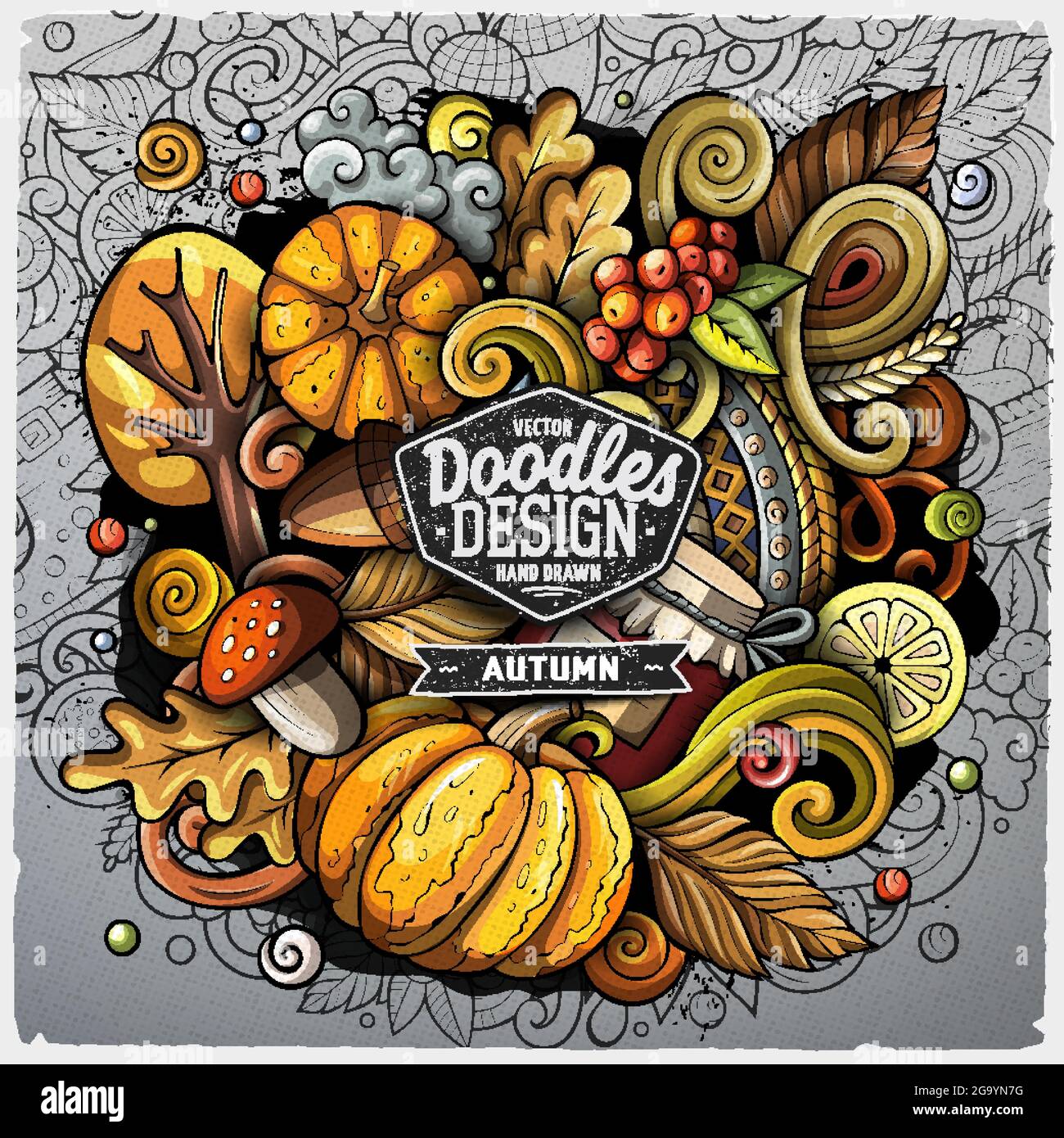 Cartoon vector doodles Autumn illustration Stock Vector Image & Art - Alamy