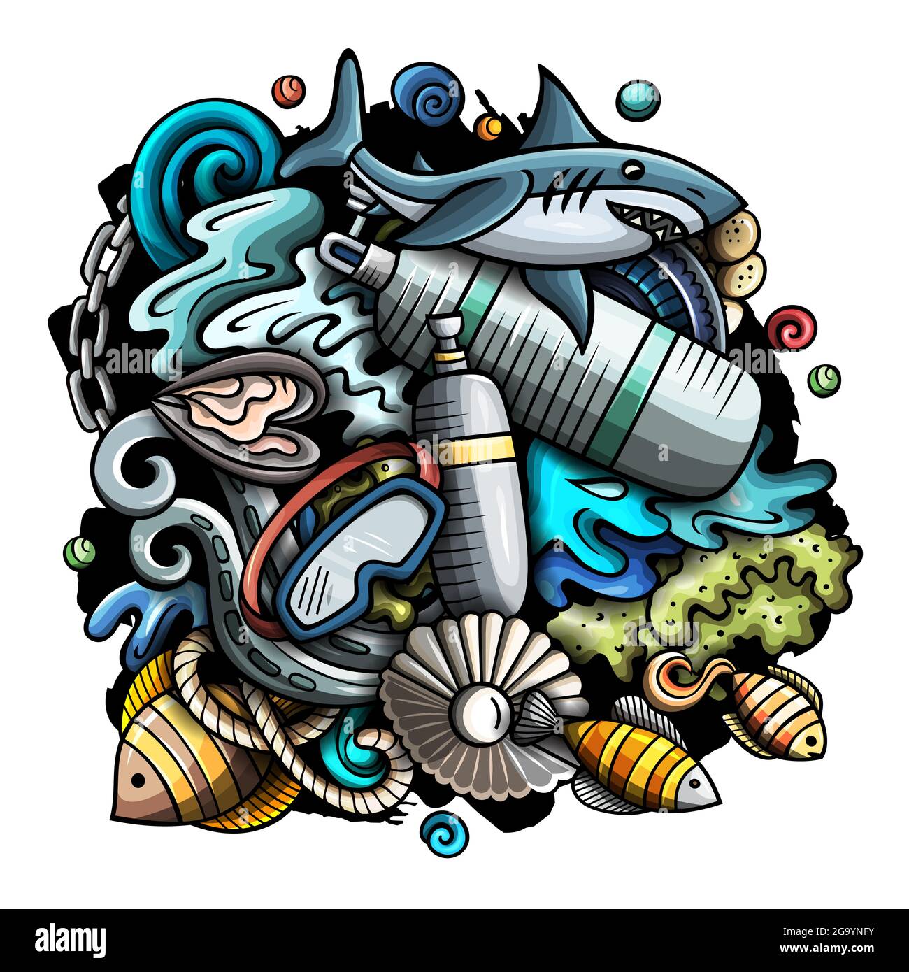 Diving cartoon vector doodles illustration Stock Vector Image & Art - Alamy