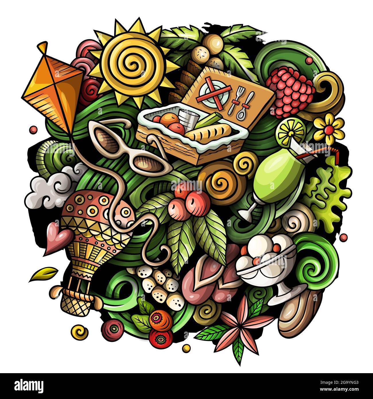 Summer cartoon vector doodles illustration Stock Vector Image & Art - Alamy
