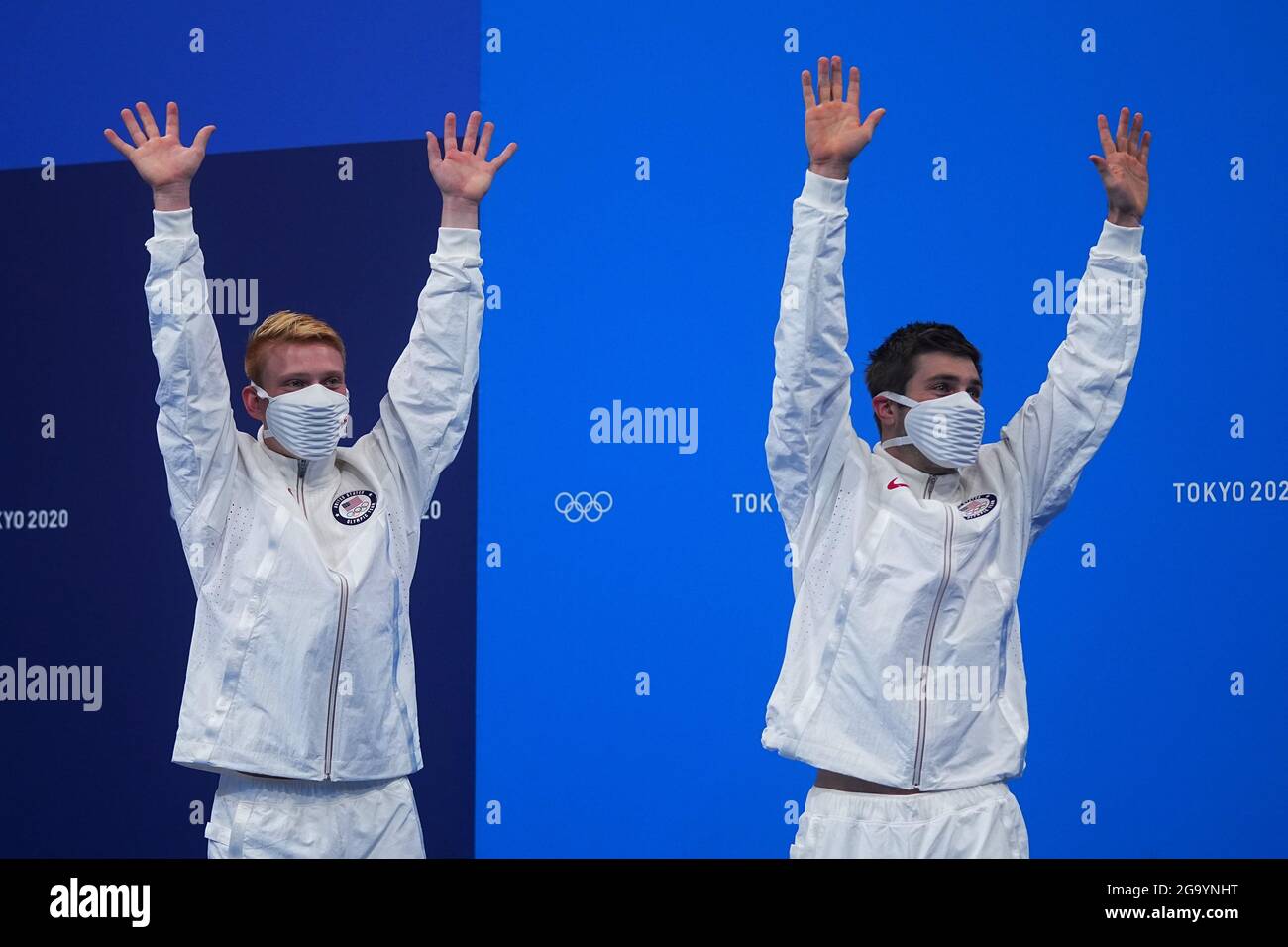 Tokyo, Japan. 28th July, 2021. Andrew Capobianco (L) and Michael Hixon ...