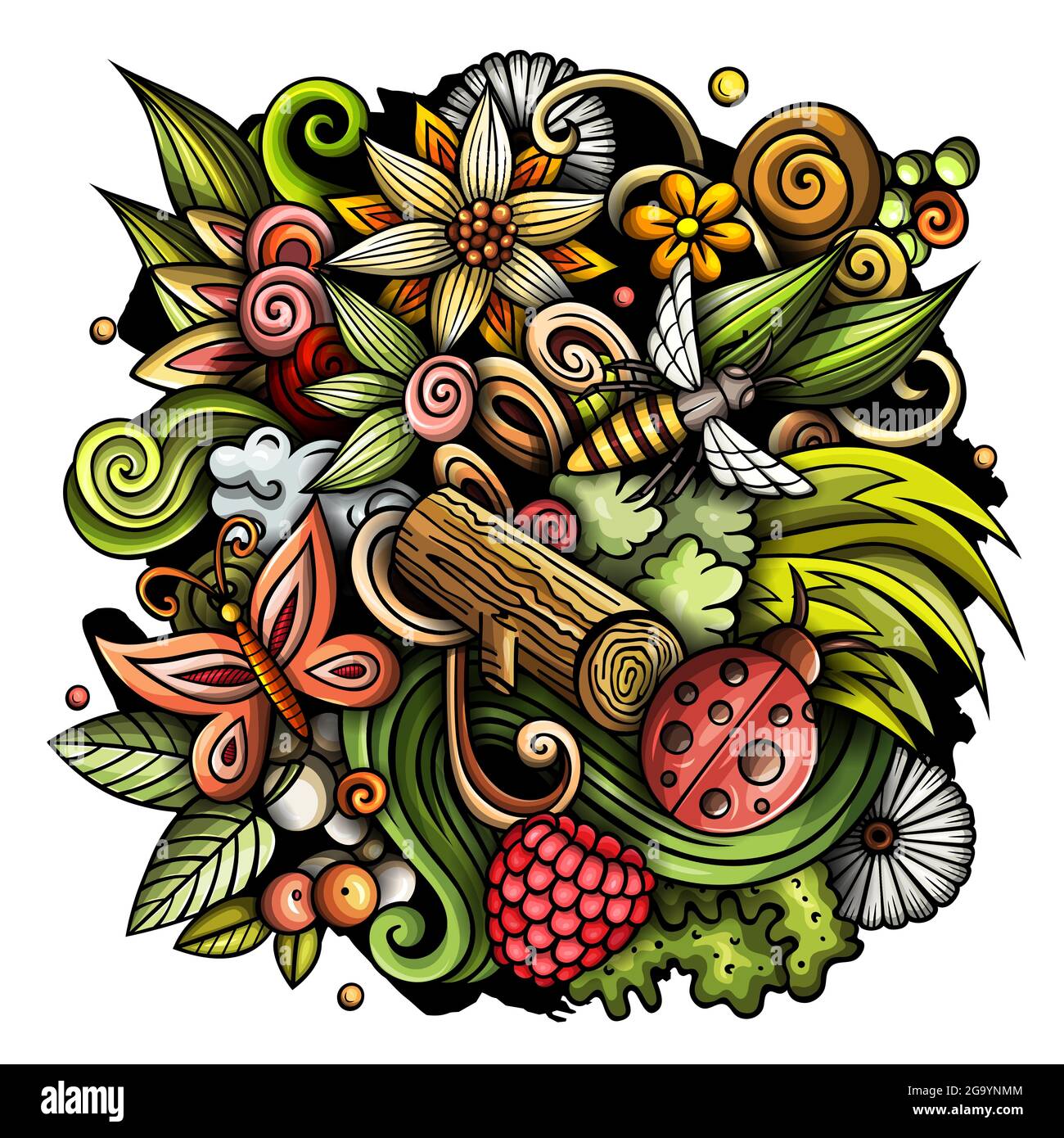 Summer nature vector doodles illustration Stock Vector Image & Art - Alamy