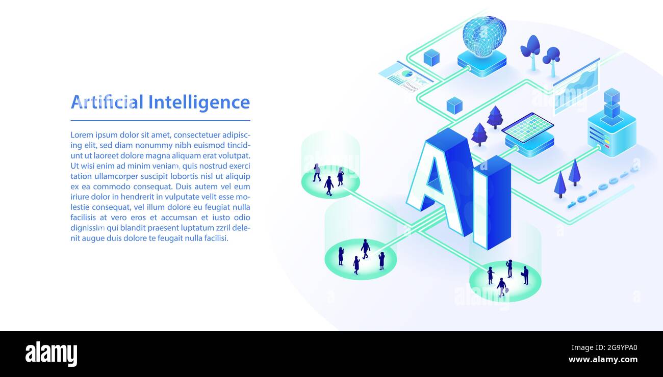 Concept of AI artificial intelligence. 3d isometric vector illustration ...