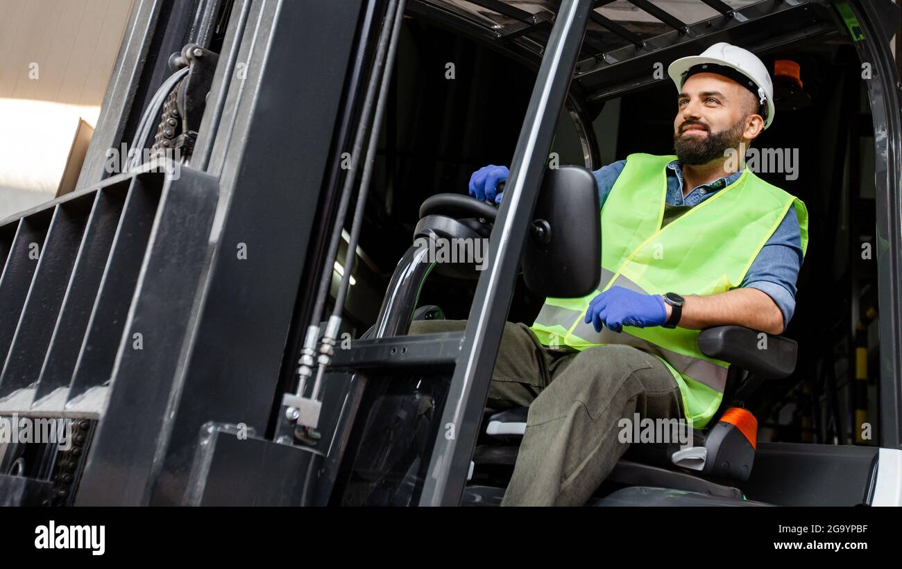 Work in warehouse, loading products for production on plant, logistics ...