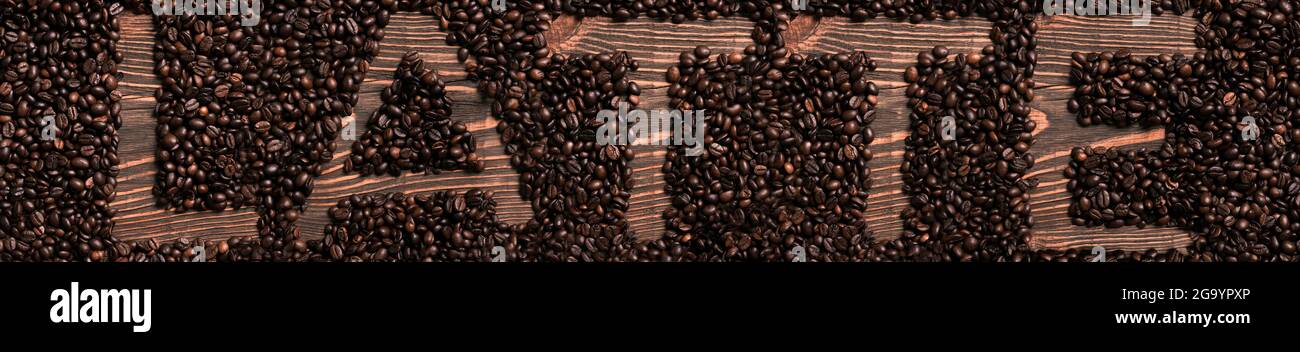 Latte word written with wooden letters on coffee beans heap Stock Photo ...