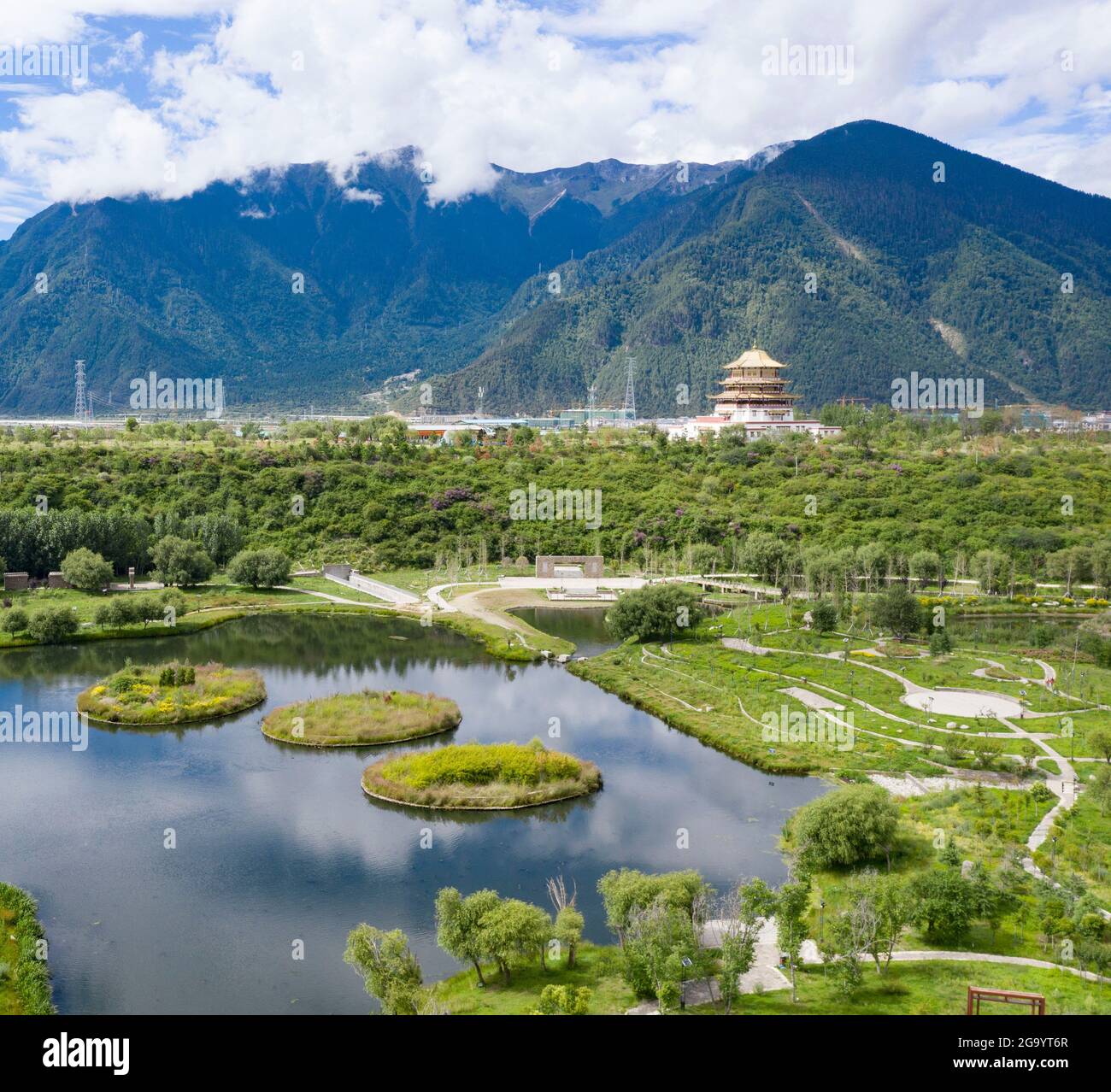 Nyingchi. 20th July, 2021. Aerial photo taken on July 20, 2021 shows a ...