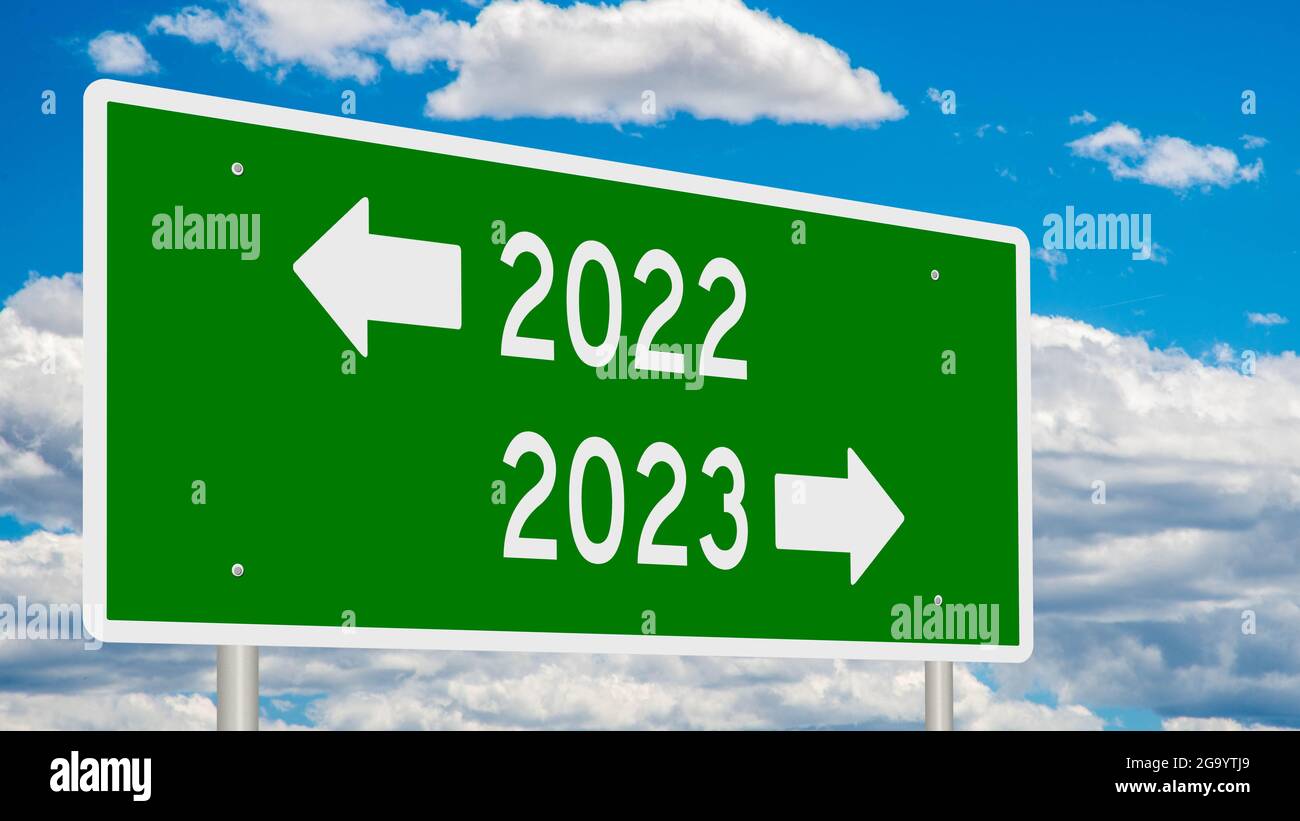 Rendering of a green highway sign with concepts Stock Photo - Alamy