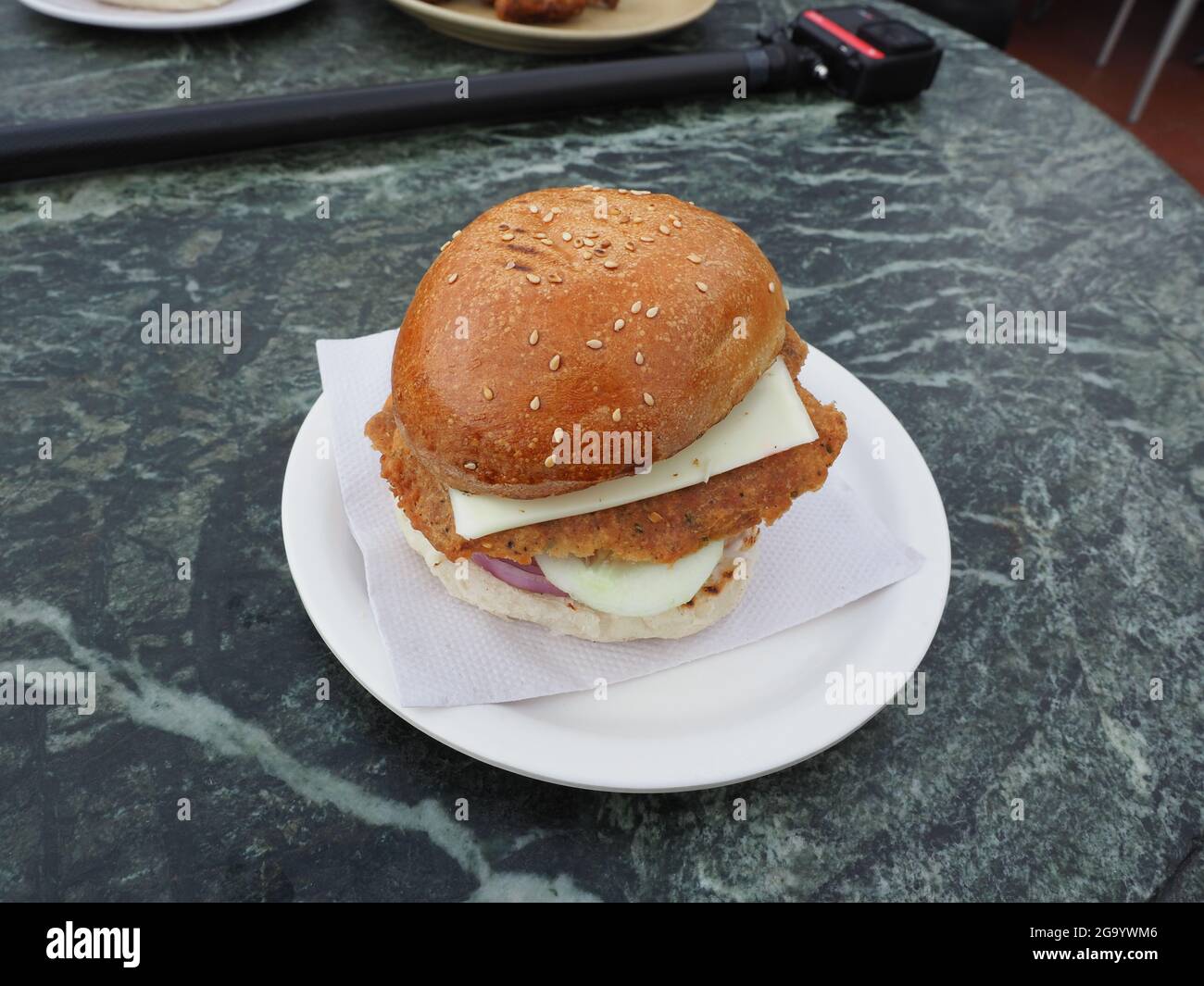 Chicken burger isolated on white background Stock Photo - Alamy