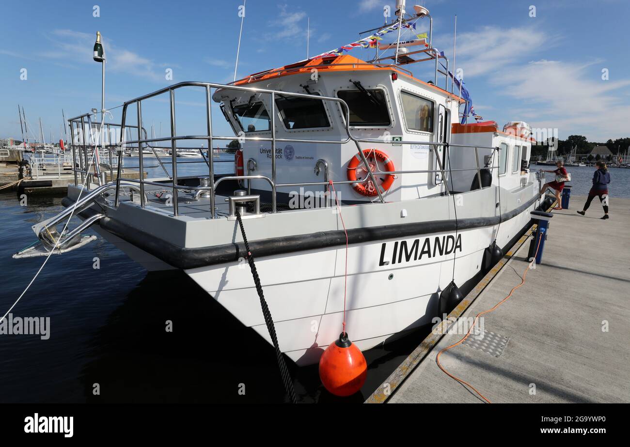 Rostock, Germany. 28th July, 2021. The research catamaran "Limanda" of ...