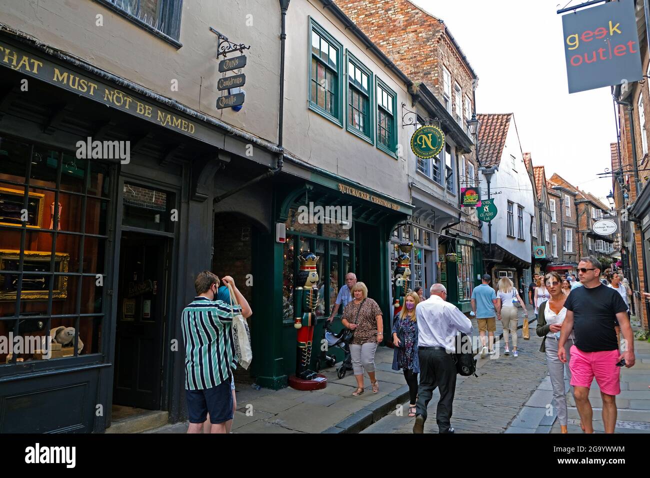 The Shambles, York, Yorkshire, with its timber clad buildings.once a ...