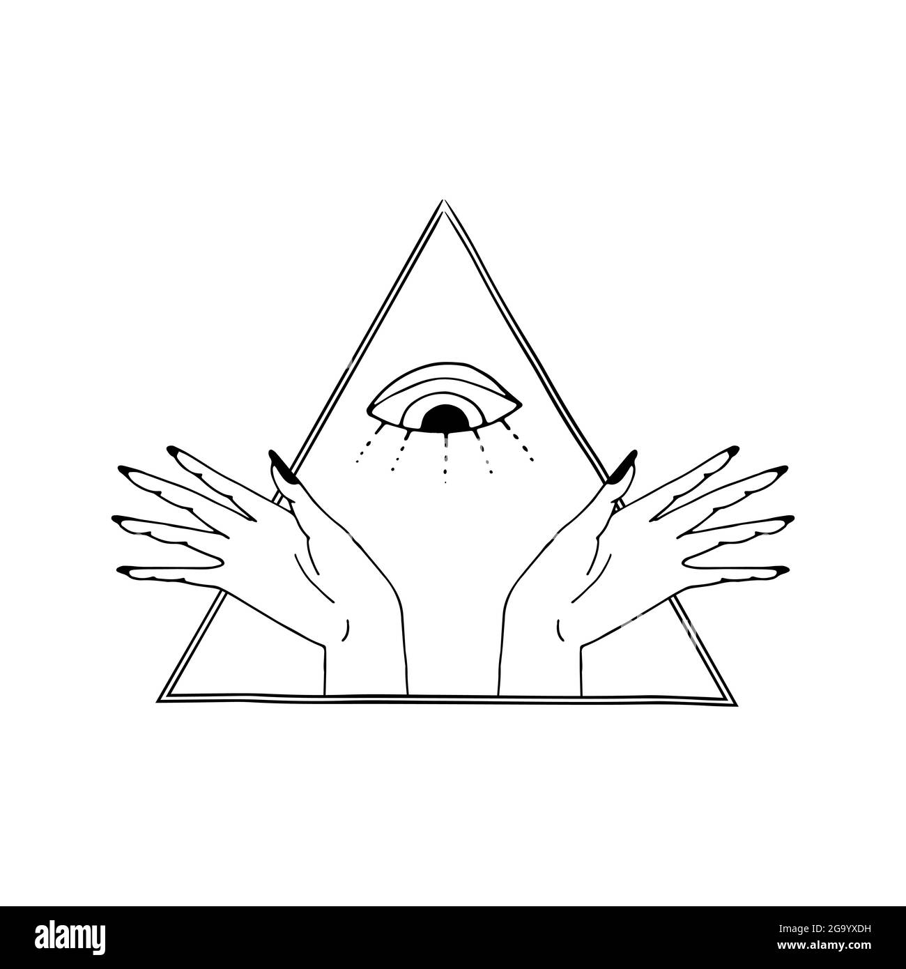 Vintage Mystic Eye and female hands inside triangle Stock Vector Image ...