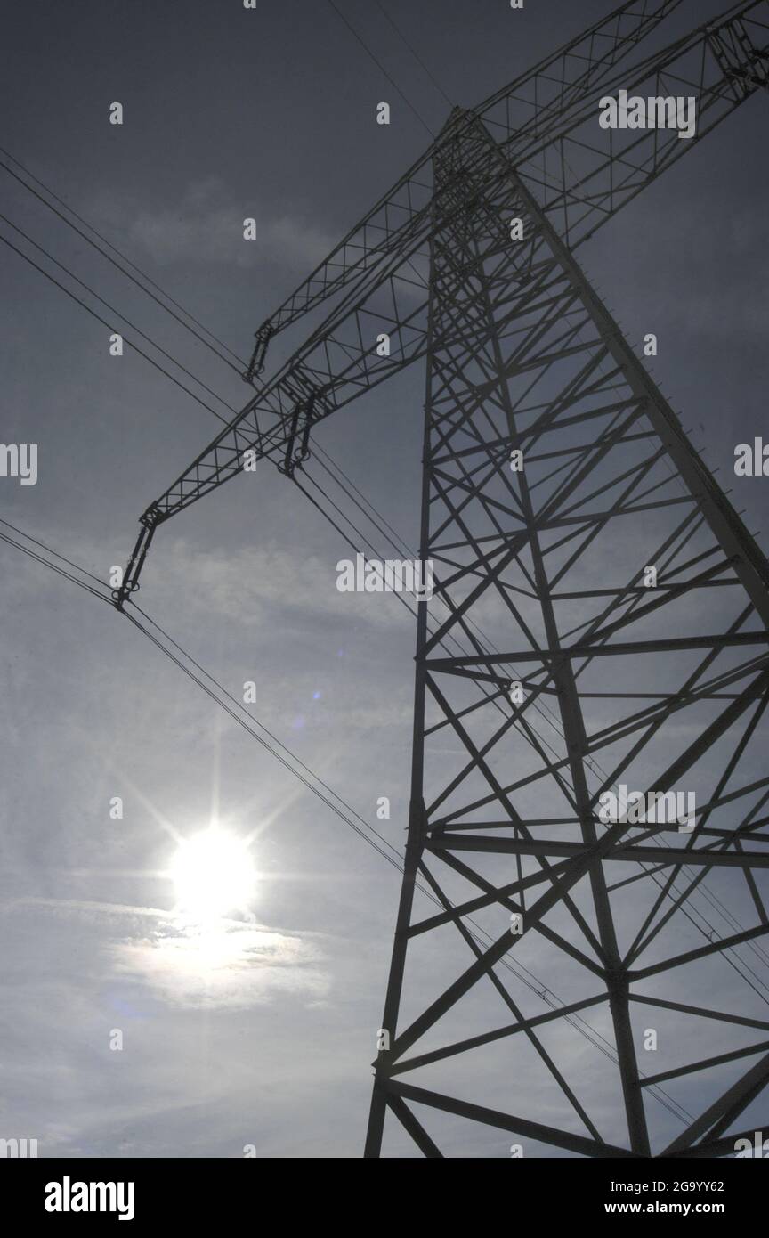 Pylon in backlight, Germany, Baden-Wuerttemberg Stock Photo - Alamy