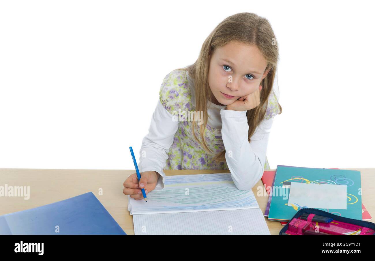 Girl doing homework desk hi-res stock photography and images - Alamy