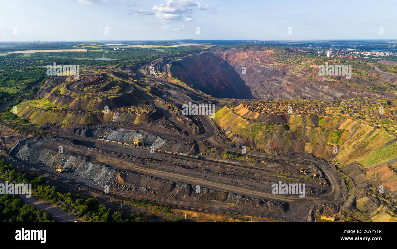 Coal Mining Open Pit Mine Aerial Black View Stock Photo - Alamy