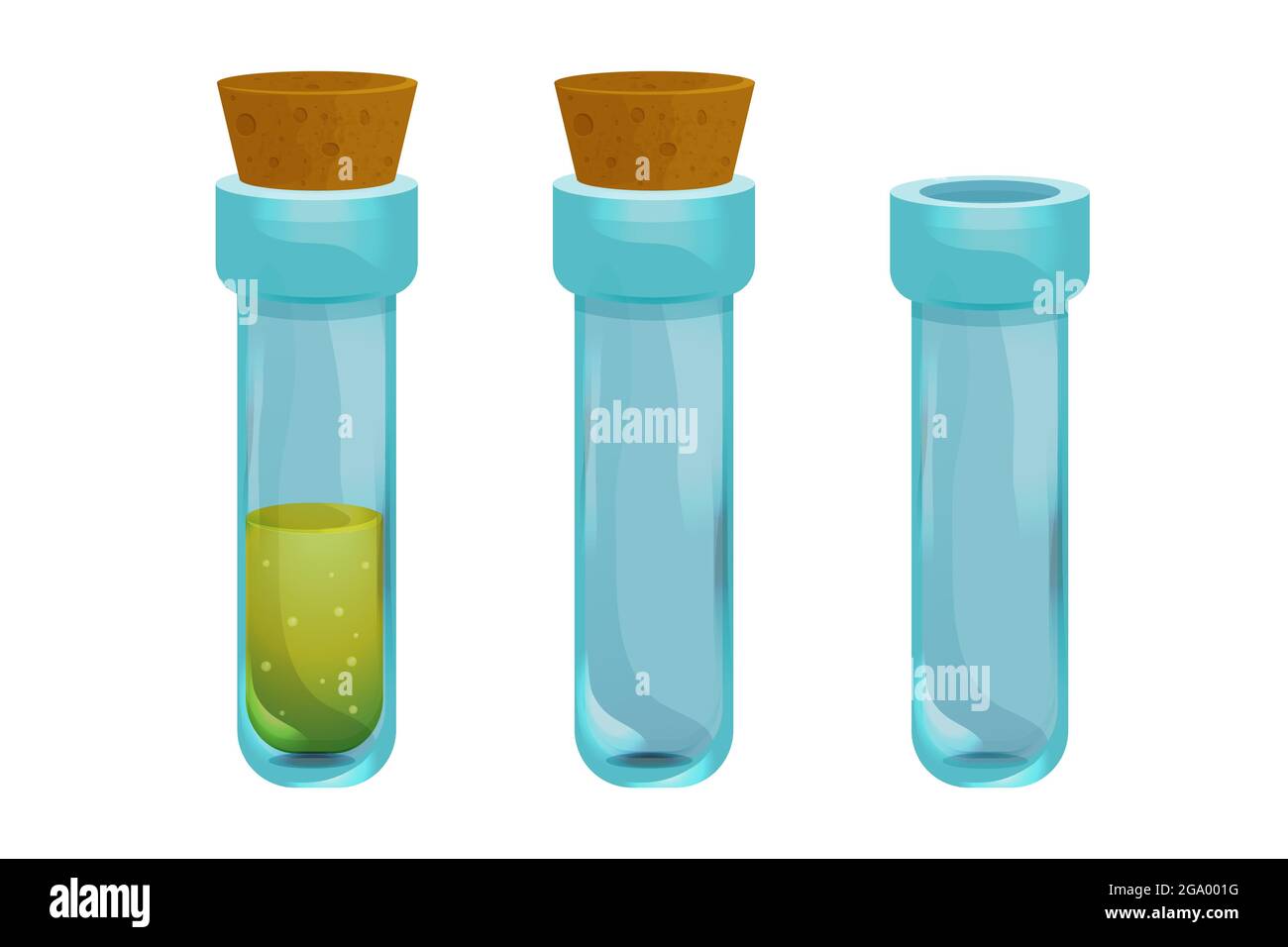 Set Magic Bottle with liquid potion elixir, empty glass lab game icon ...