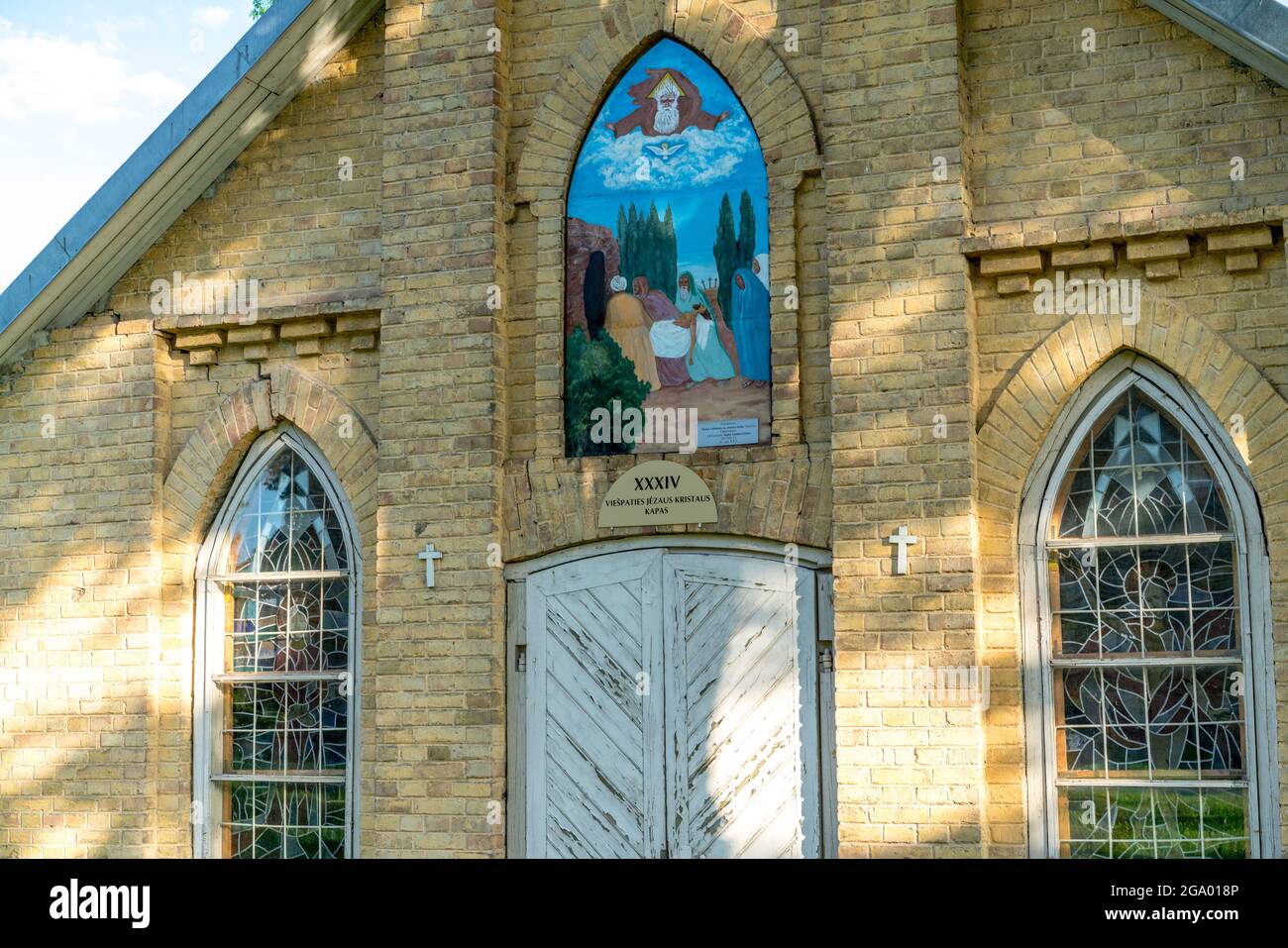 Vepriai, Lithuania - July 6, 2021: Building next to St. Virgin Mary ...