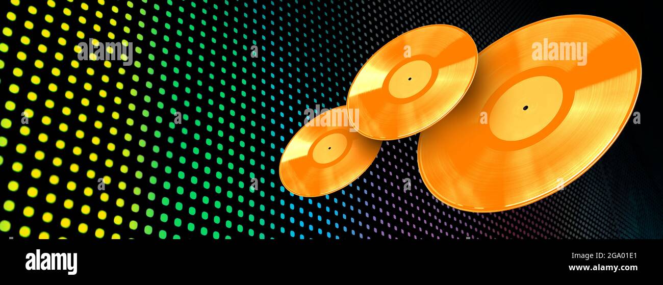 abstract led screen, with gold discs texture background Stock Photo - Alamy