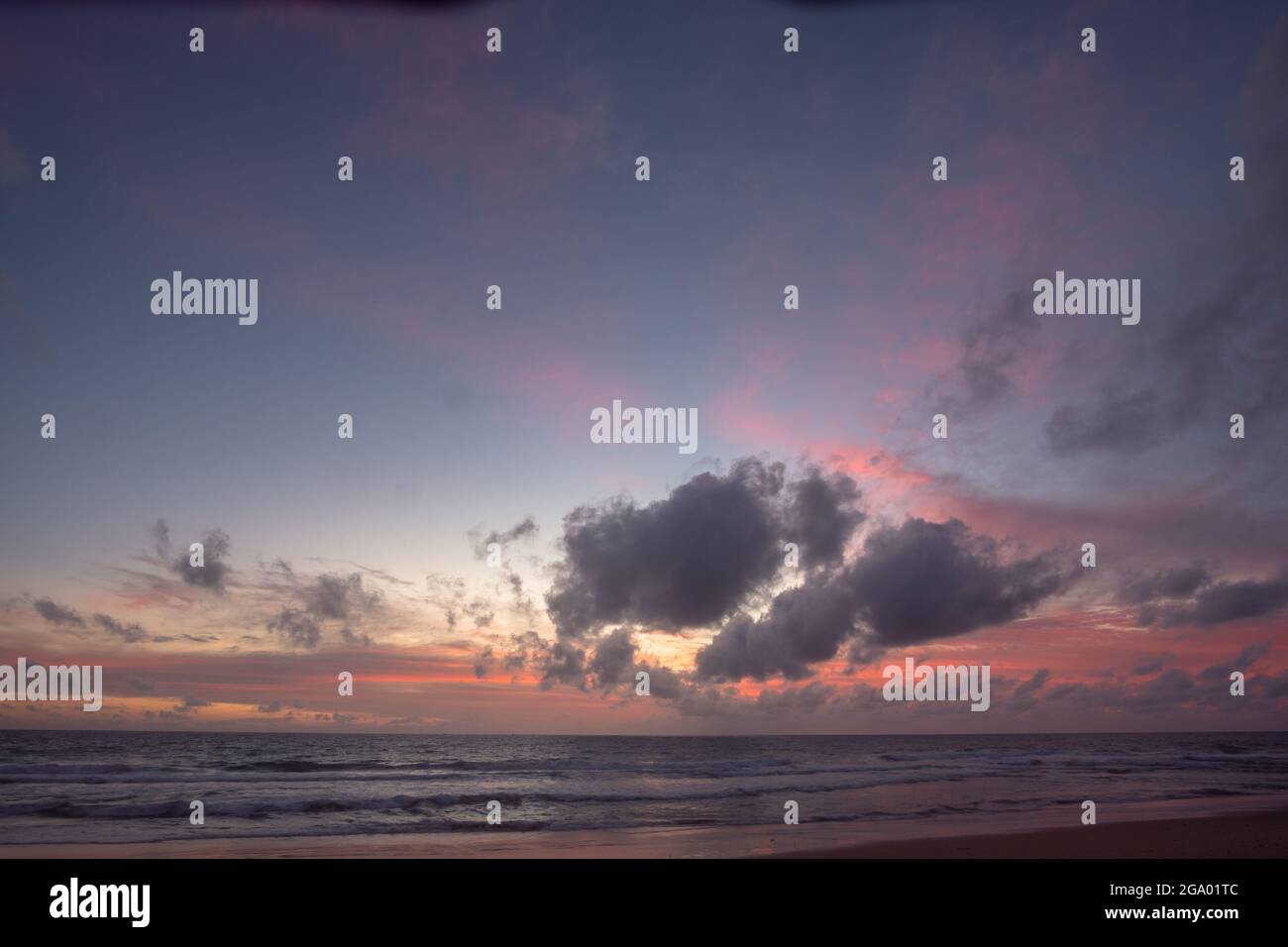 Scene of Colorful romantic sky sunset with Changing the color of the ...