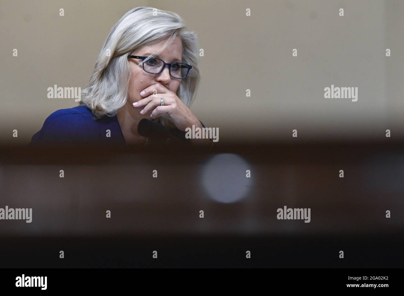 US Representative Liz Cheney (R-WY) looks on during a hearing of the ...