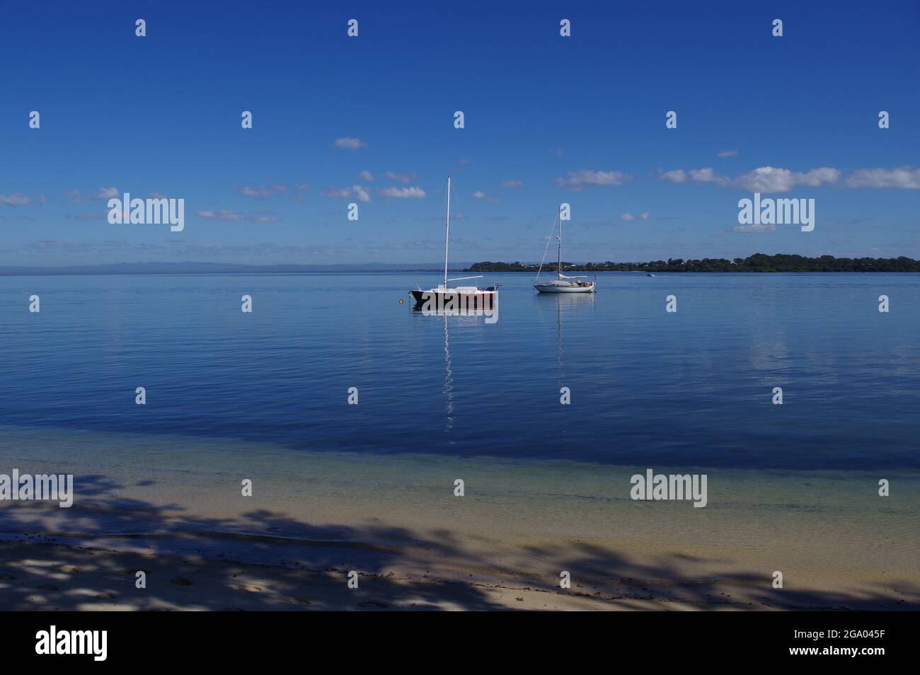 Sailing boats Pumicestone Passage Bribie Island Queensland Stock Photo ...