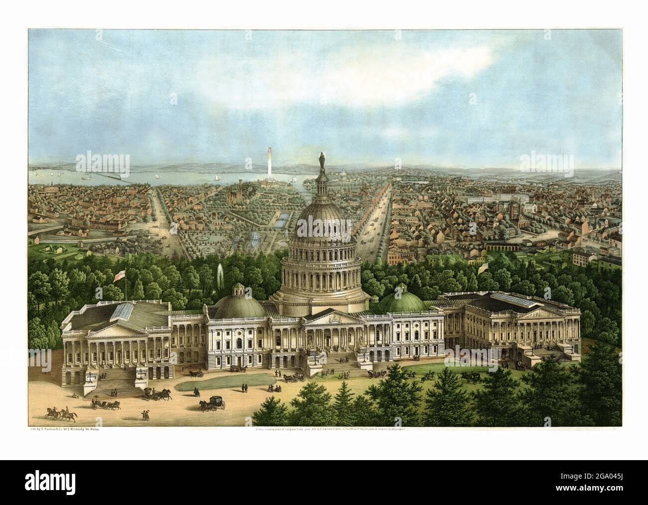 Birds eye view map of chicago 1874 Cut Out Stock Images & Pictures - Alamy