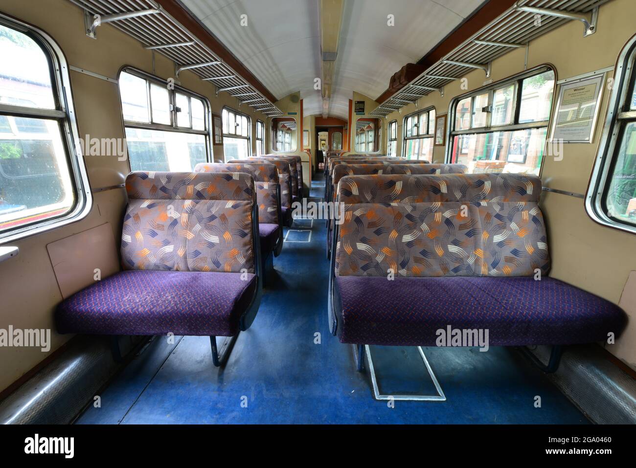 The seats inside a class 101 railway coach Stock Photo - Alamy