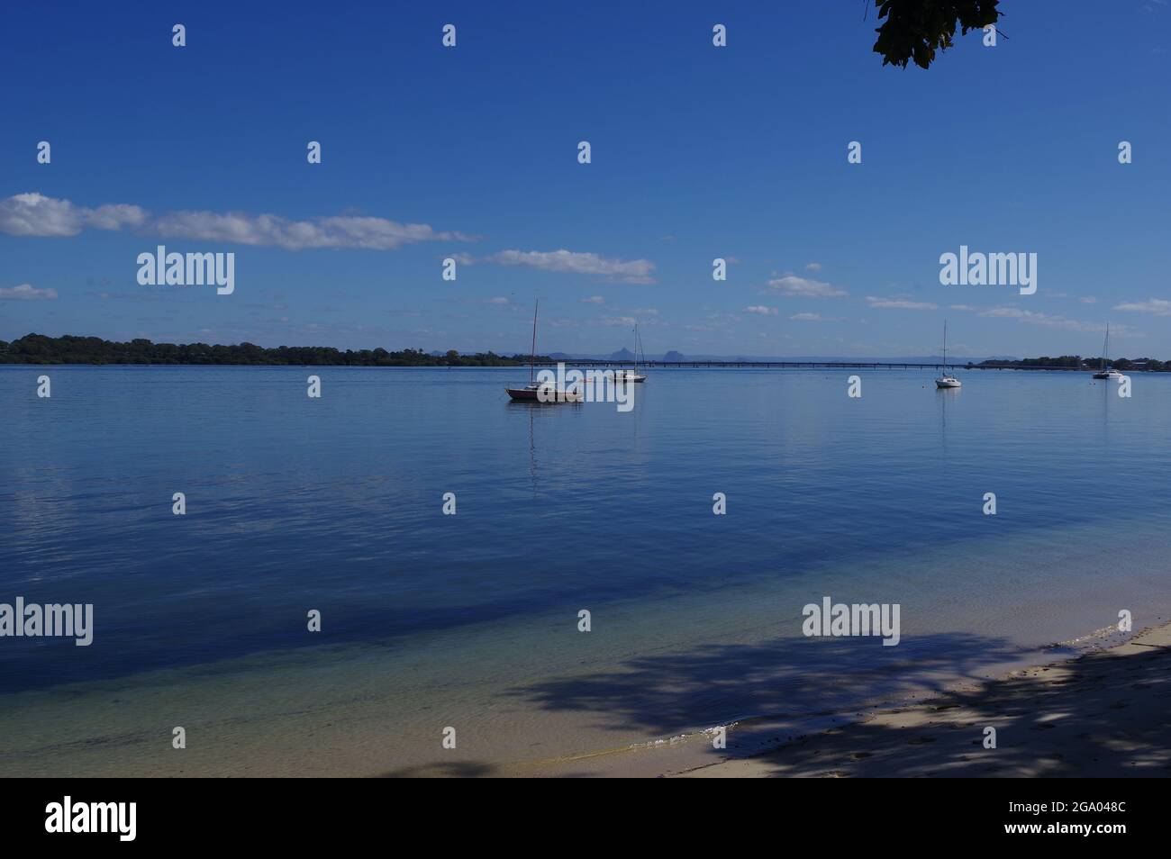 Sailing boats Pumicestone Passage Bribie Island Queensland Stock Photo ...