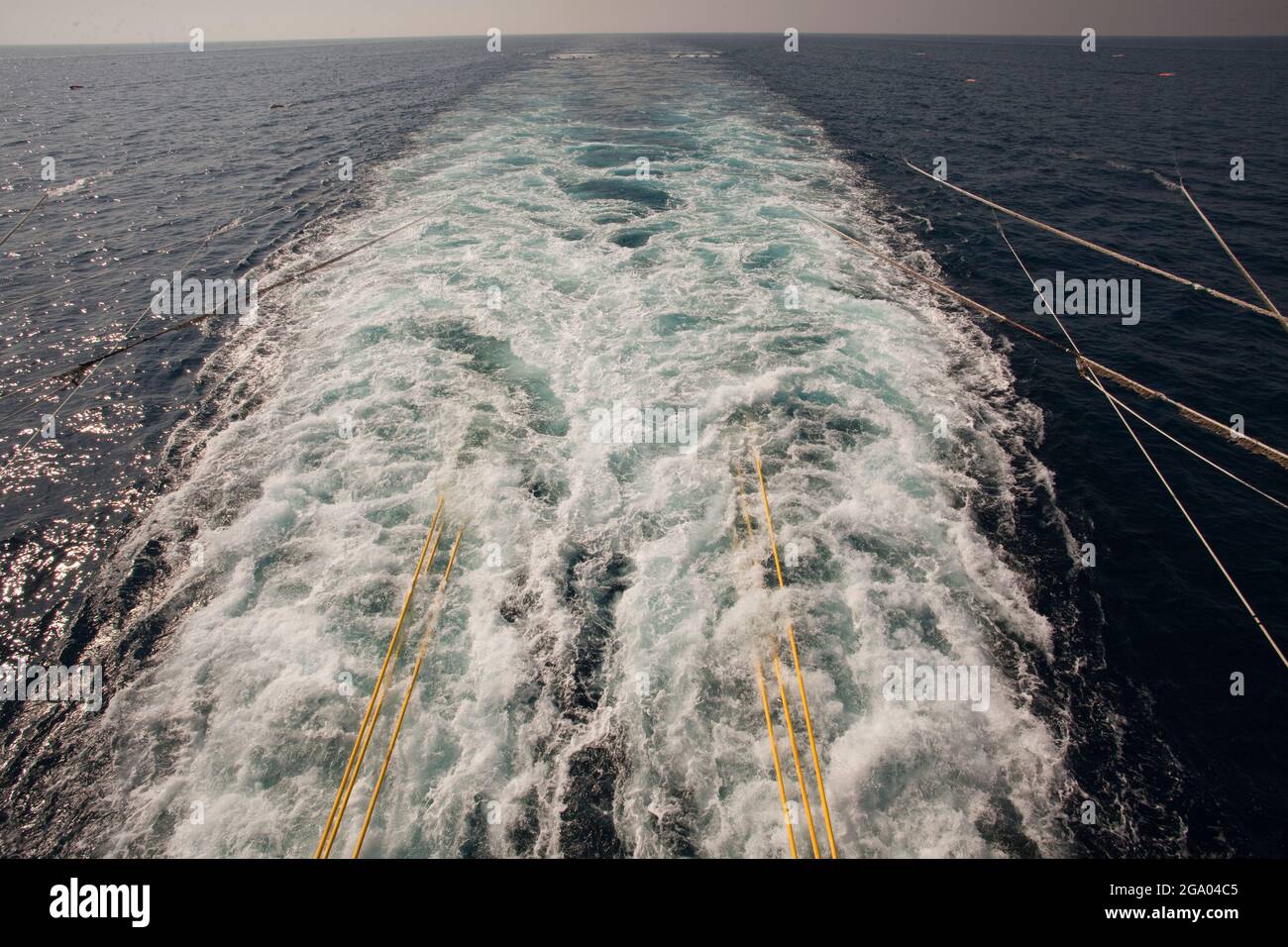 Offshore seismic search vessel guns and cables Stock Photo - Alamy