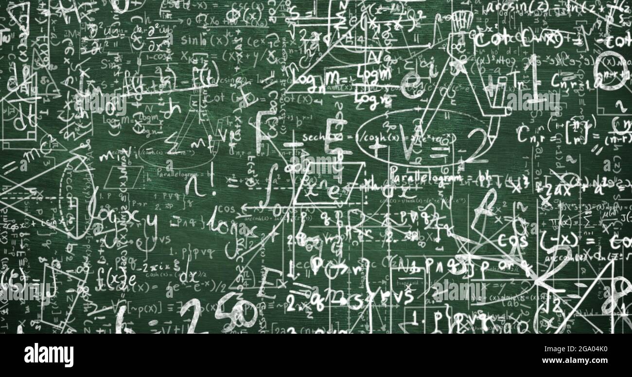 Image of mathematical equations moving on green background Stock Photo ...