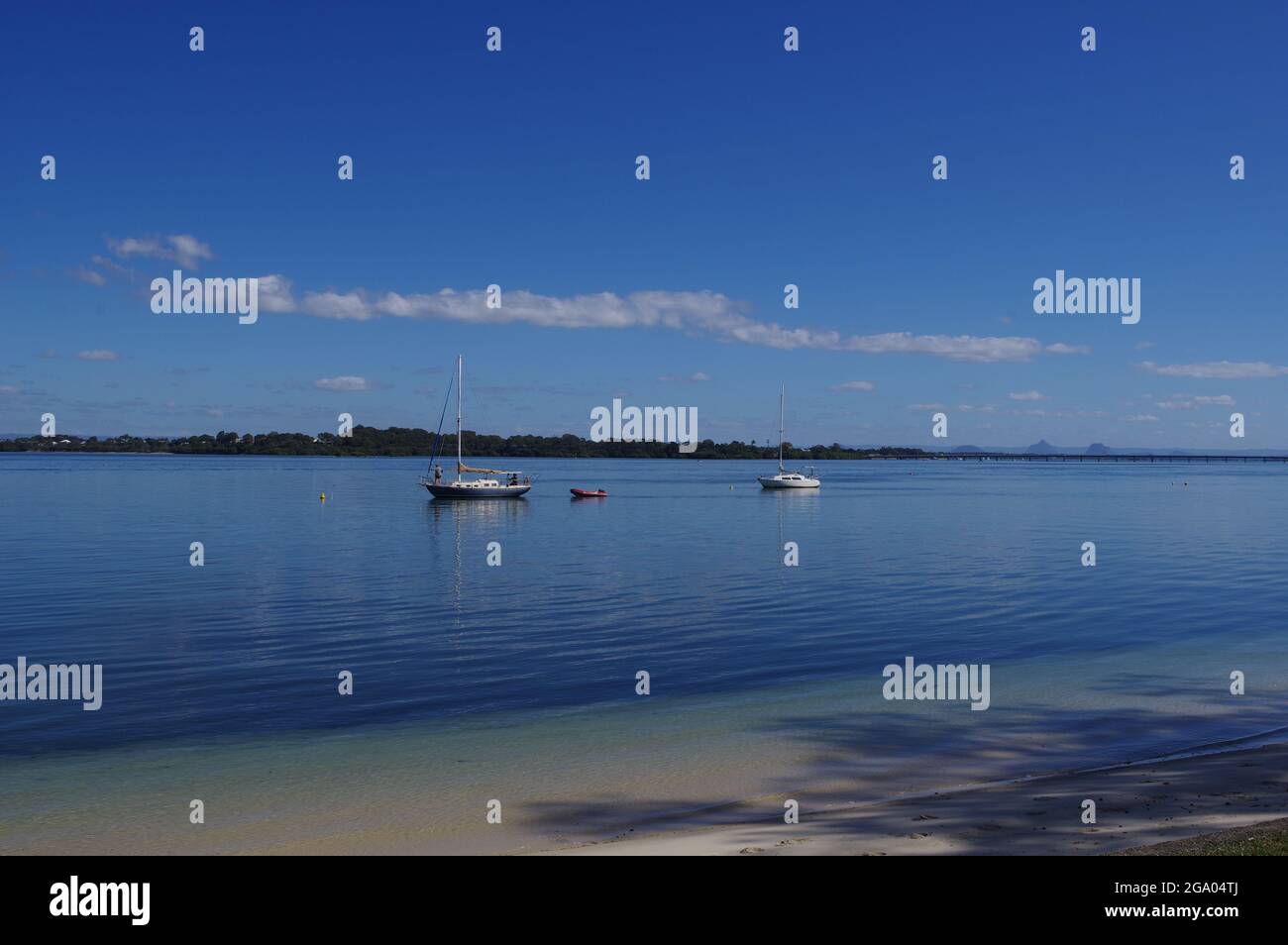 Sailing boats Pumicestone Passage Bribie Island Queensland Stock Photo ...