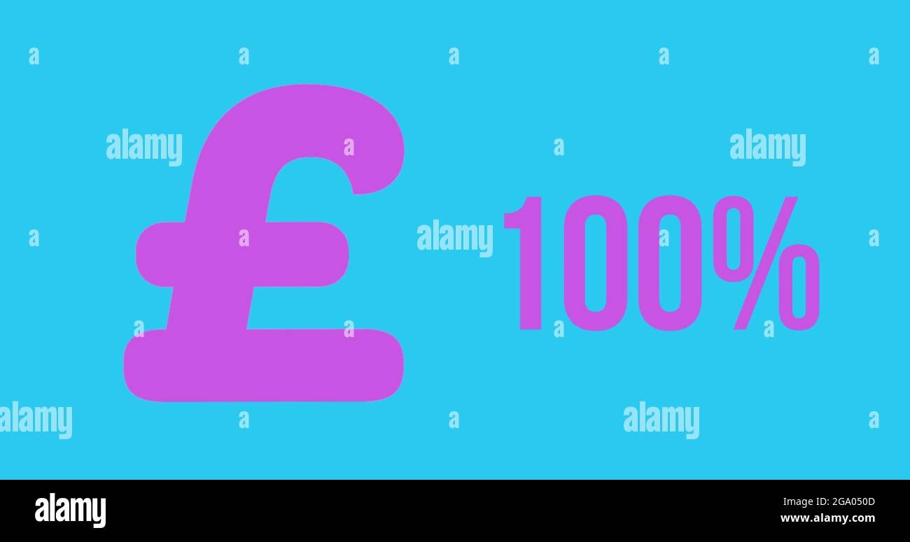 Pound symbol and increasing percentage in pink 4k Stock Photo - Alamy