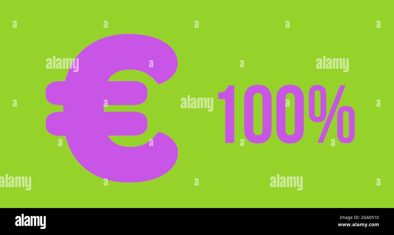 Euro symbol and increasing percentage in pink 4k Stock Photo - Alamy