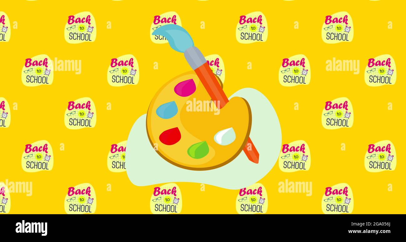 Color palette icon against yellow background Stock Photo - Alamy