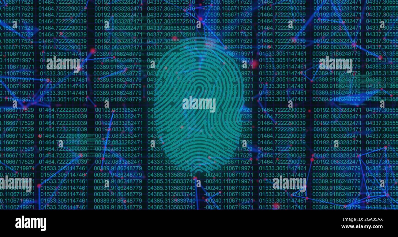 Fingerprint scanner against data processing Stock Photo - Alamy
