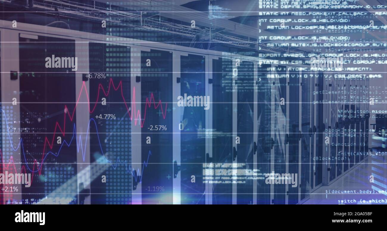 Financial data processing against server room Stock Photo - Alamy